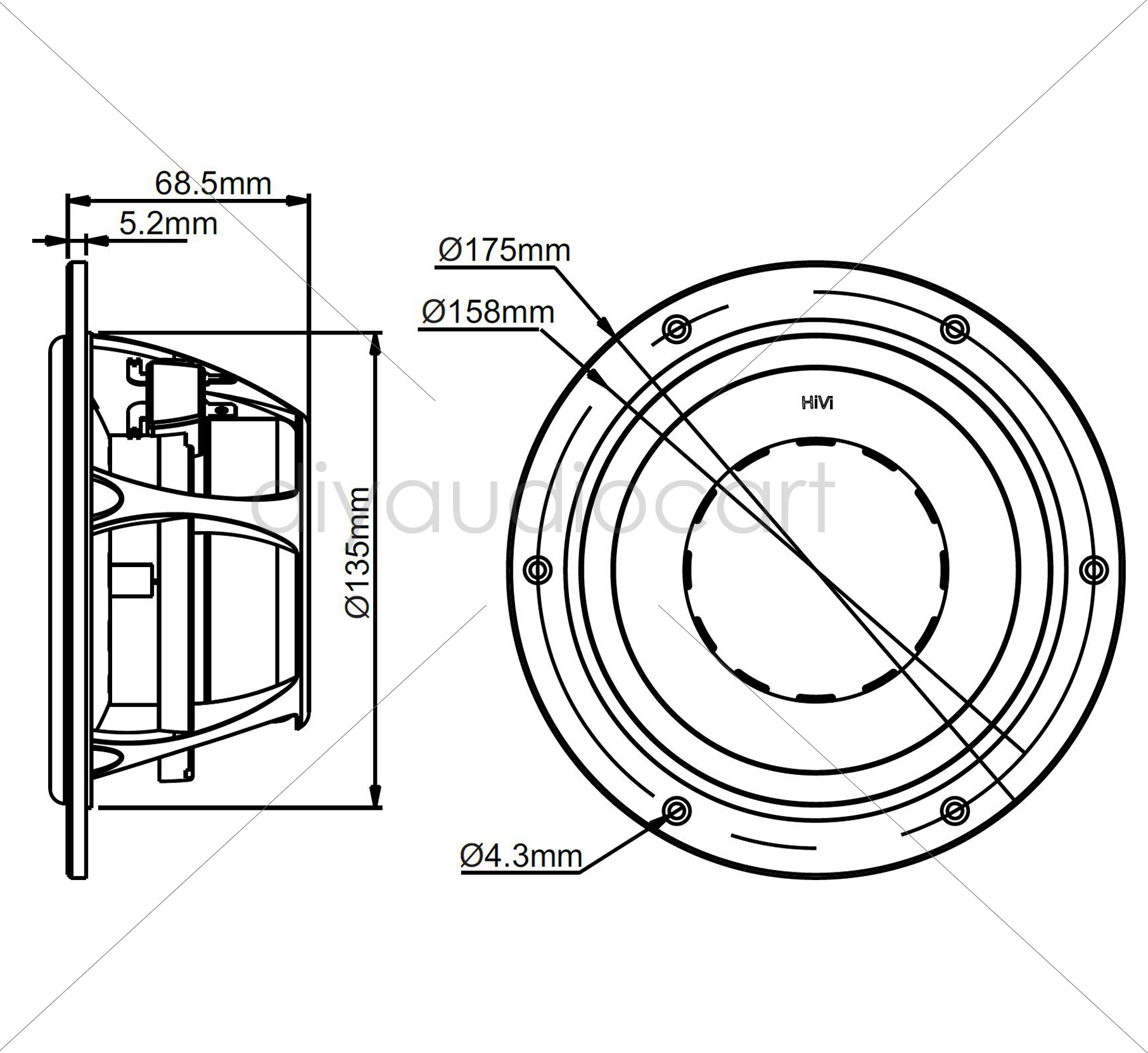 HiVi D6.8MKII 6.5" Hi - end Aluminium Cone Midbass Woofer 8Ohm - Pair ...